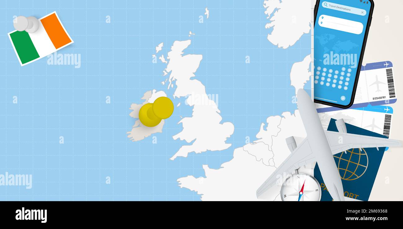 Travel to Ireland concept, map with pin on map of Ireland. Vacation ...