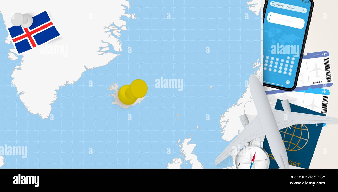 Travel to Iceland concept, map with pin on map of Iceland. Vacation ...