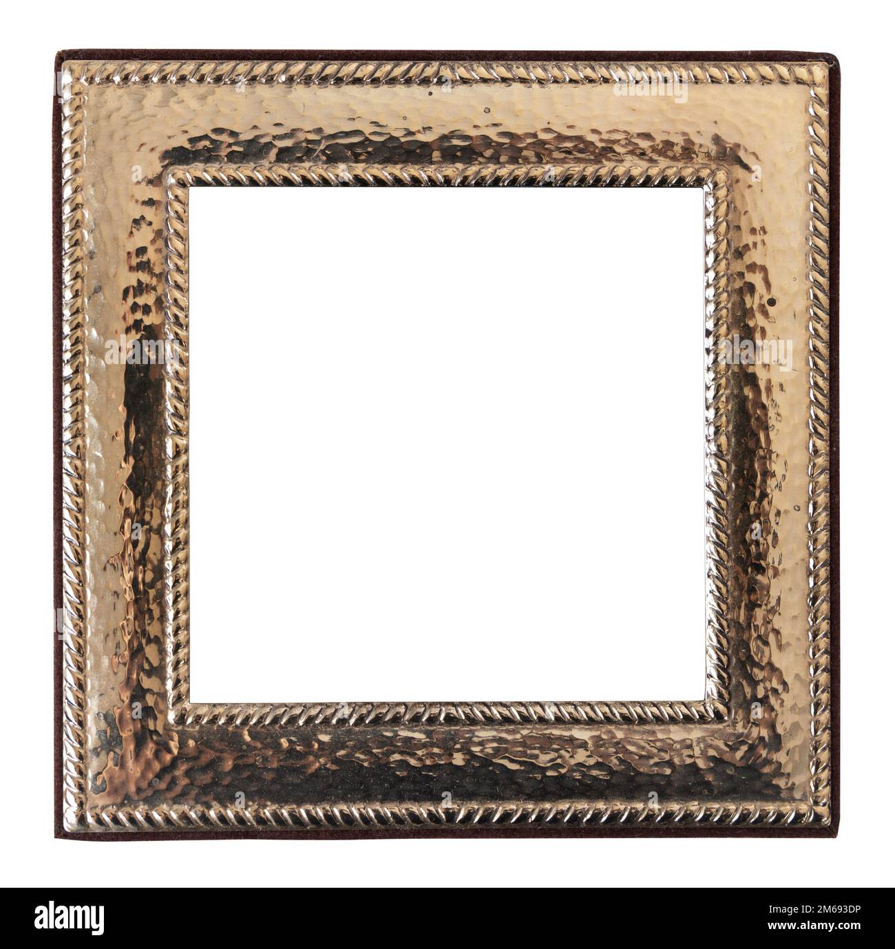 Antique golden frame isolated on white background. Old metal frame with ...