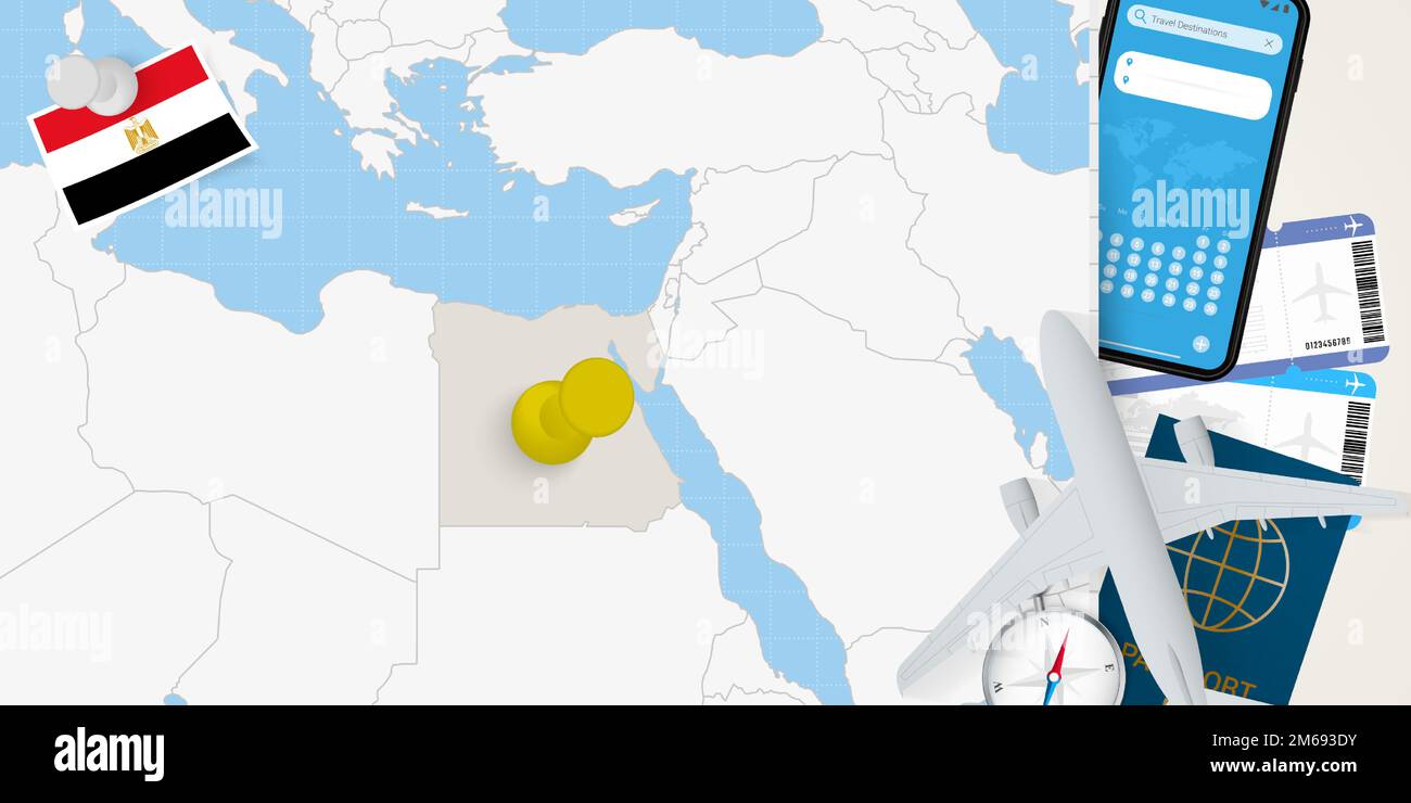 Travel to Egypt concept, map with pin on map of Egypt. Vacation ...