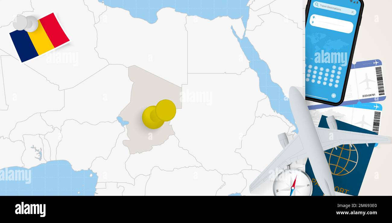 Travel to Chad concept, map with pin on map of Chad. Vacation ...