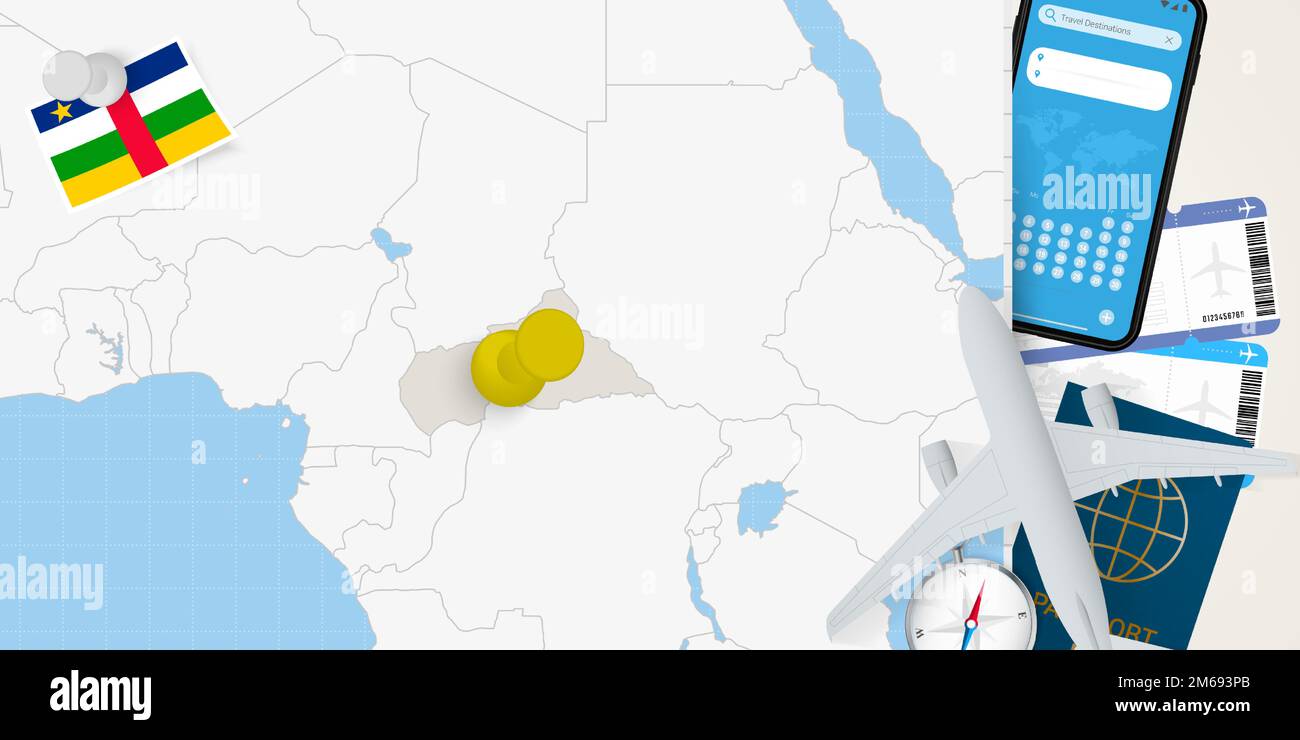Travel to Central African Republic concept, map with pin on map of ...