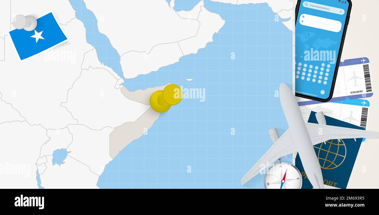 Travel to Somalia concept, map with pin on map of Somalia. Vacation ...