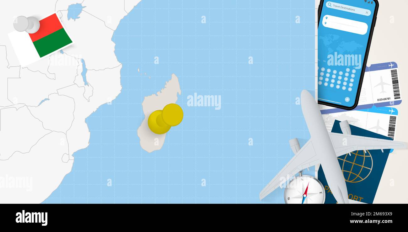 Travel to Madagascar concept, map with pin on map of Madagascar ...