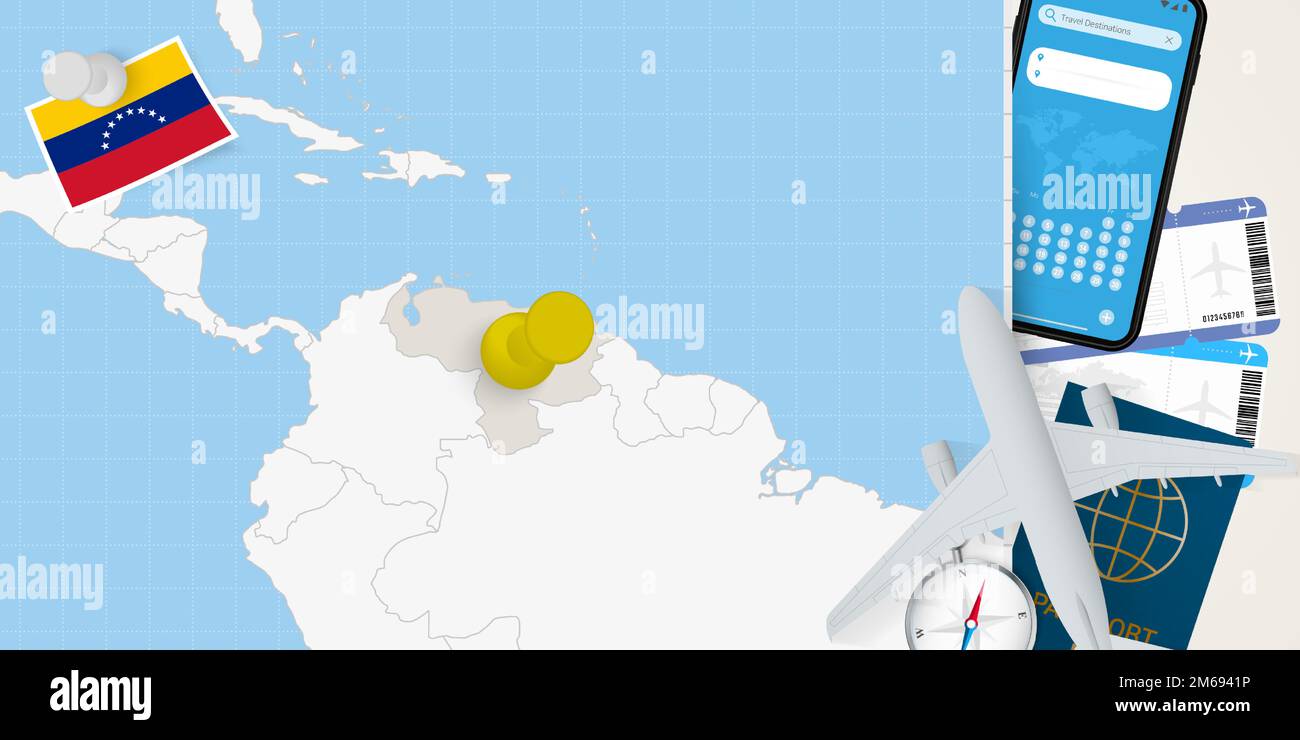 Travel to Venezuela concept, map with pin on map of Venezuela. Vacation ...