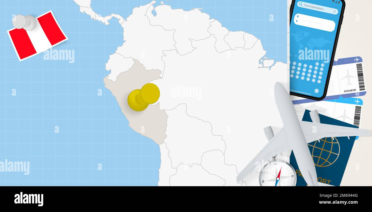 Travel to Peru concept, map with pin on map of Peru. Vacation ...