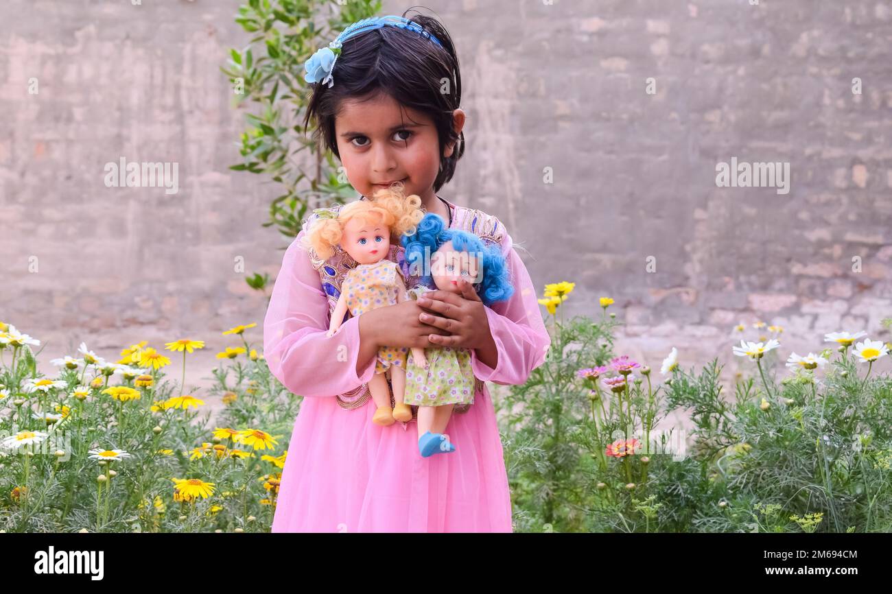Punjab, Pakistan- January 5, 2023: Beautiful portrait of a little cute ...