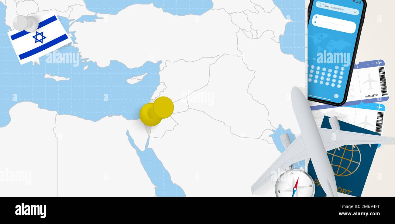 Travel to Israel concept, map with pin on map of Israel. Vacation ...