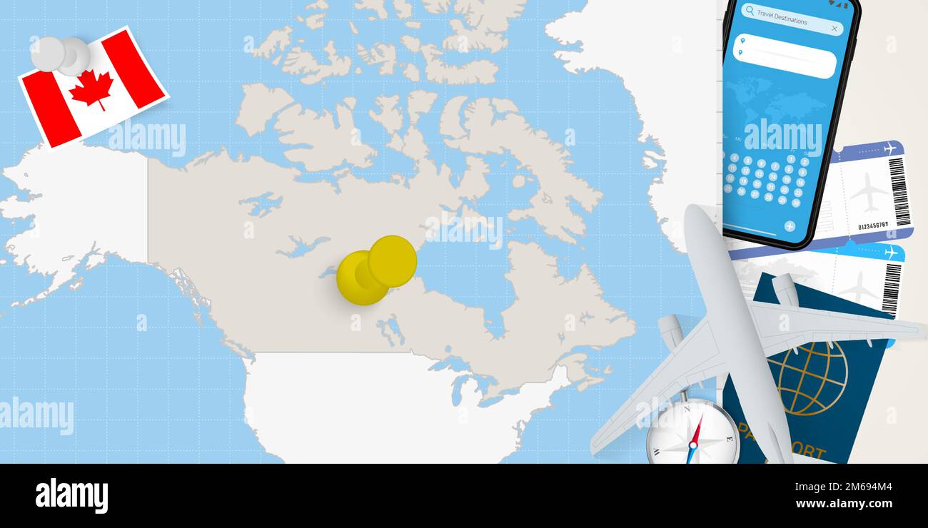 Travel to Canada concept, map with pin on map of Canada. Vacation ...