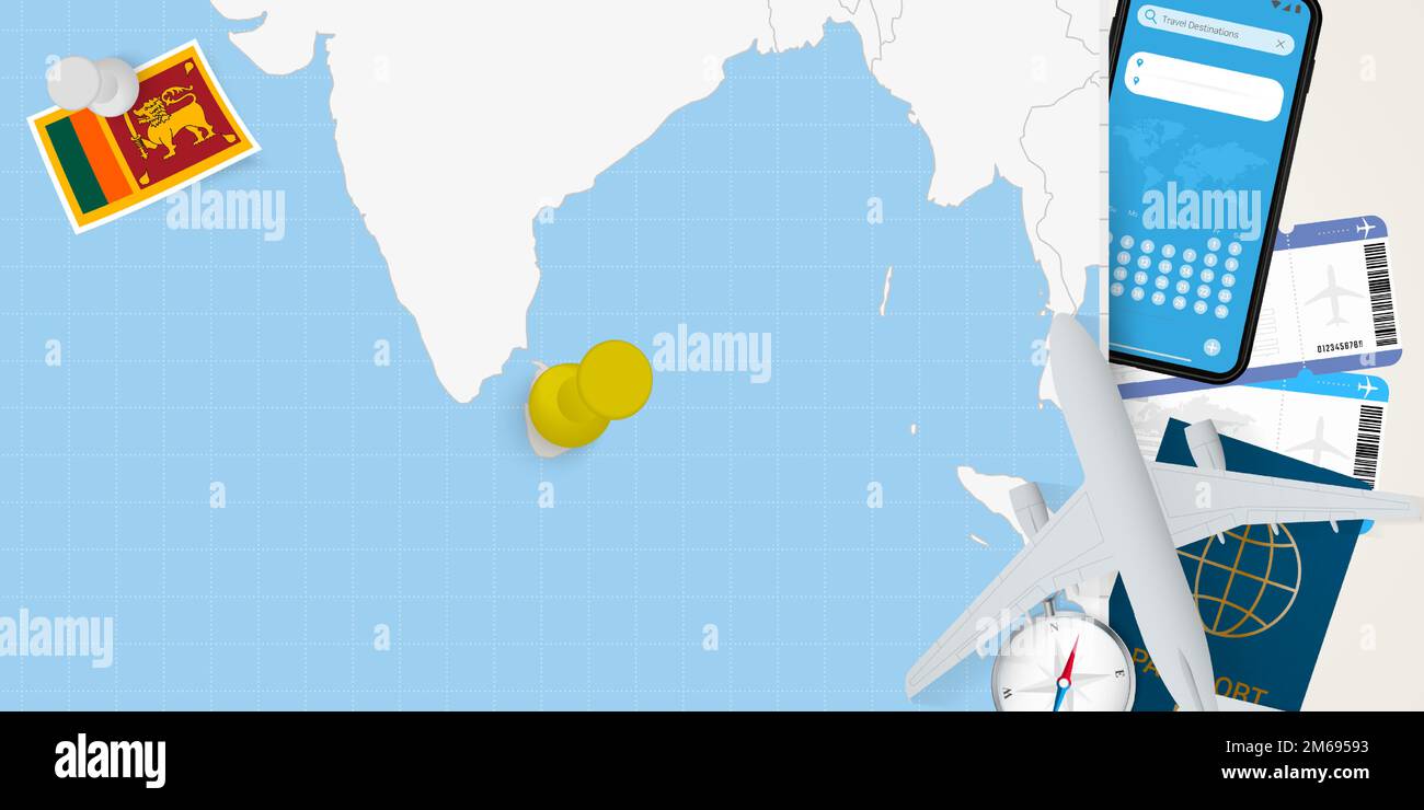 Travel to Sri Lanka concept, map with pin on map of Sri Lanka. Vacation ...