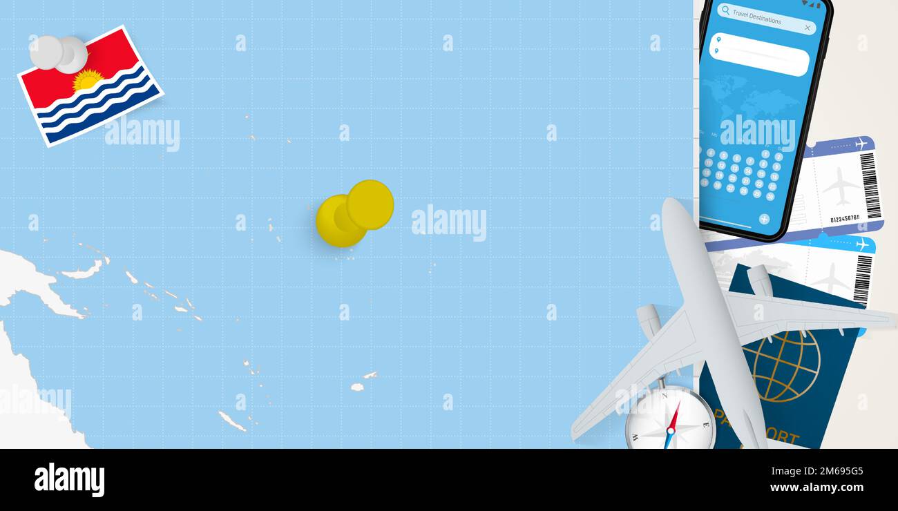 Travel to Kiribati concept, map with pin on map of Kiribati. Vacation ...
