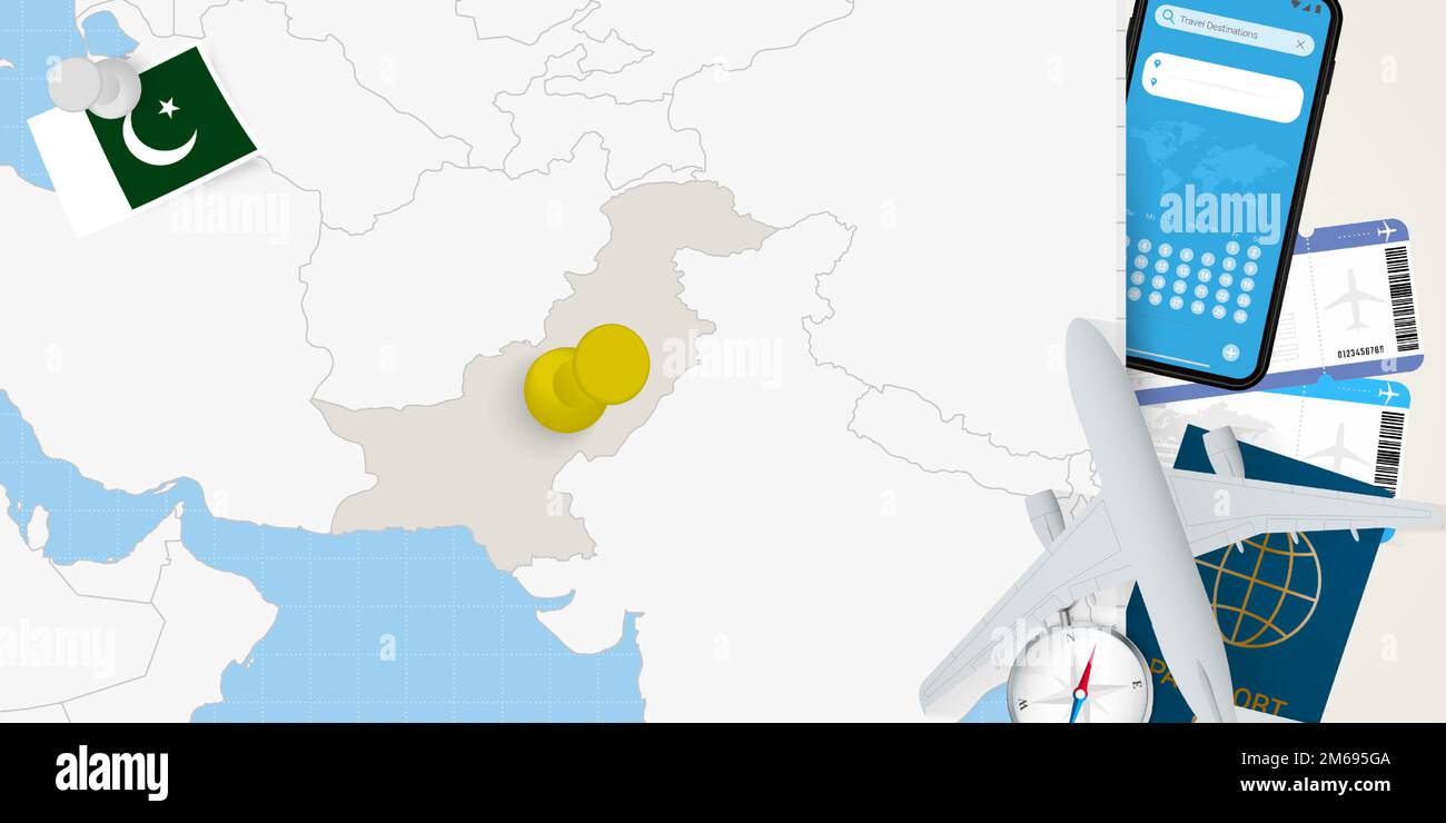 Travel to Pakistan concept, map with pin on map of Pakistan. Vacation ...