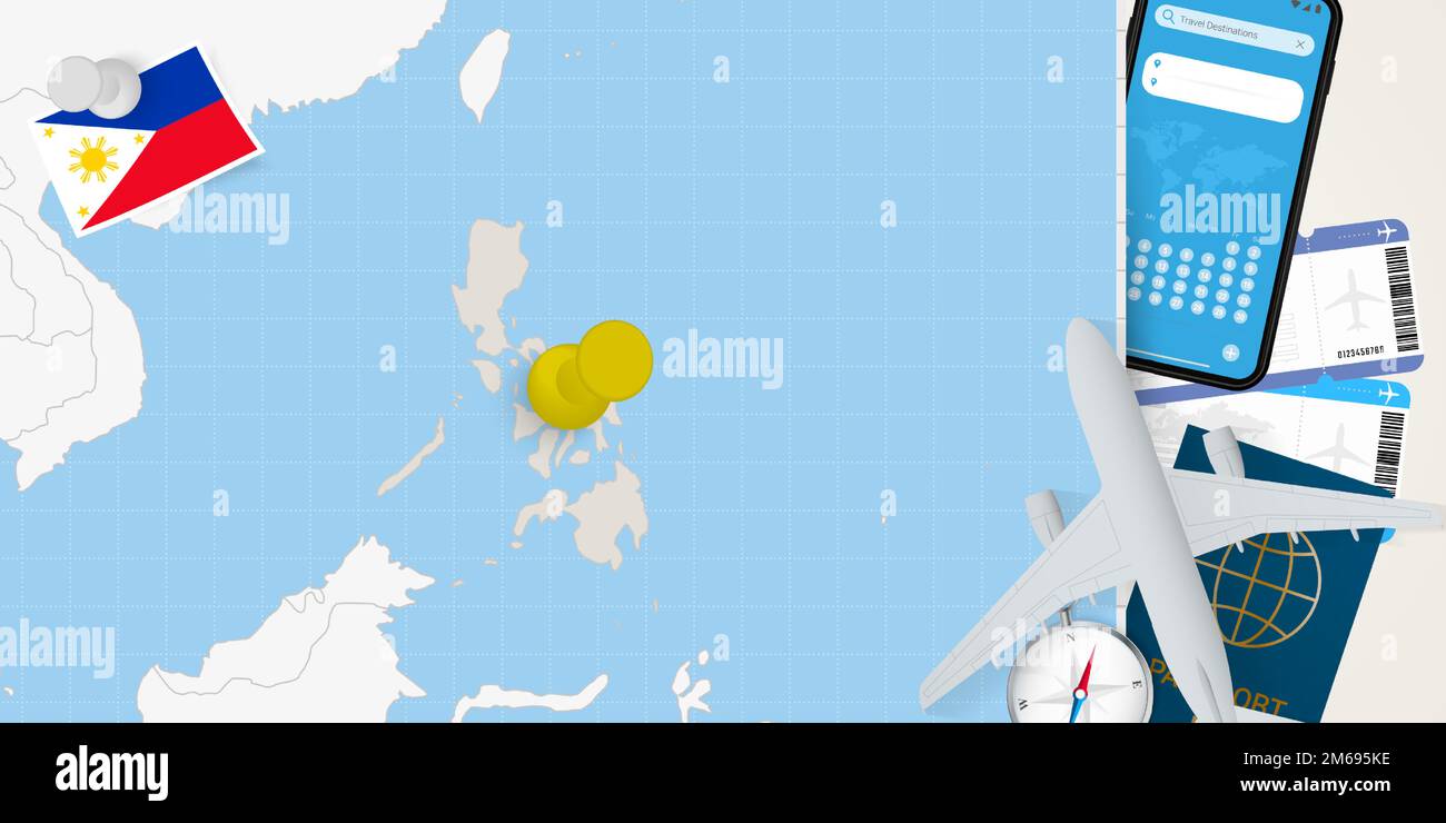 Travel to Philippines concept, map with pin on map of Philippines ...