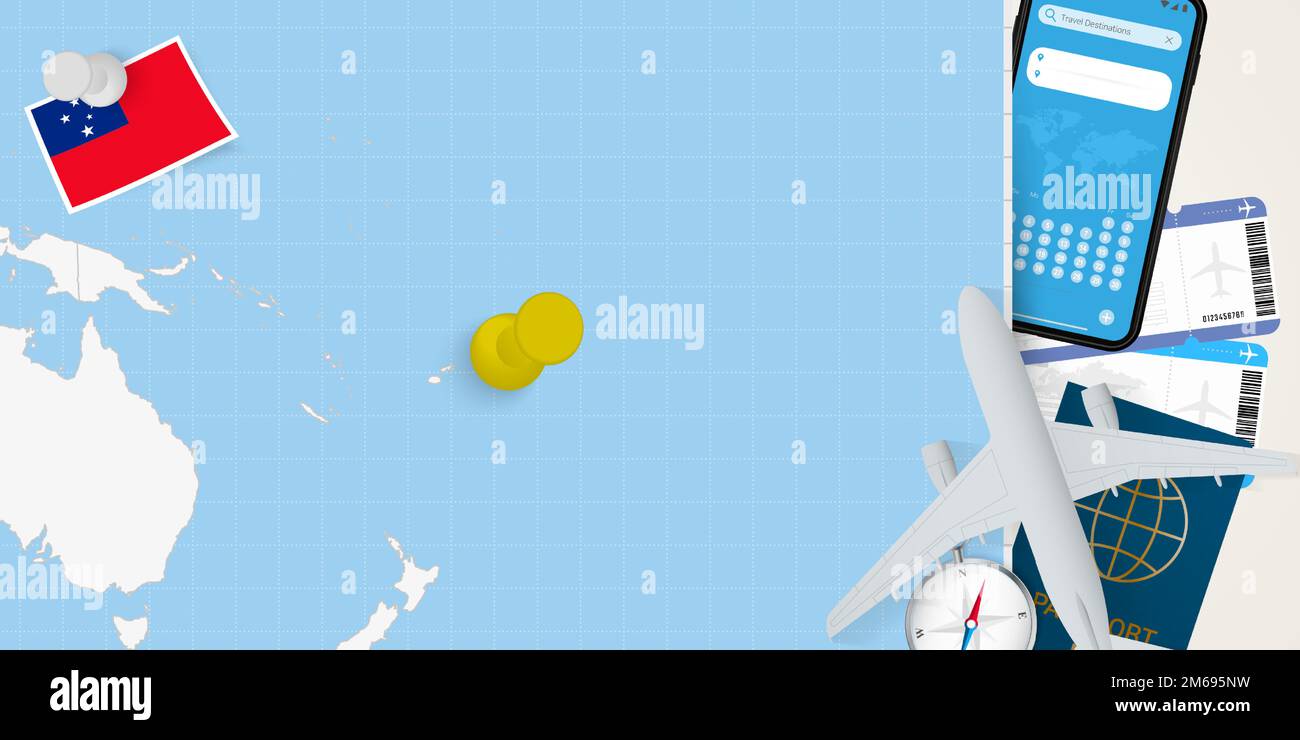 Travel to Samoa concept, map with pin on map of Samoa. Vacation ...