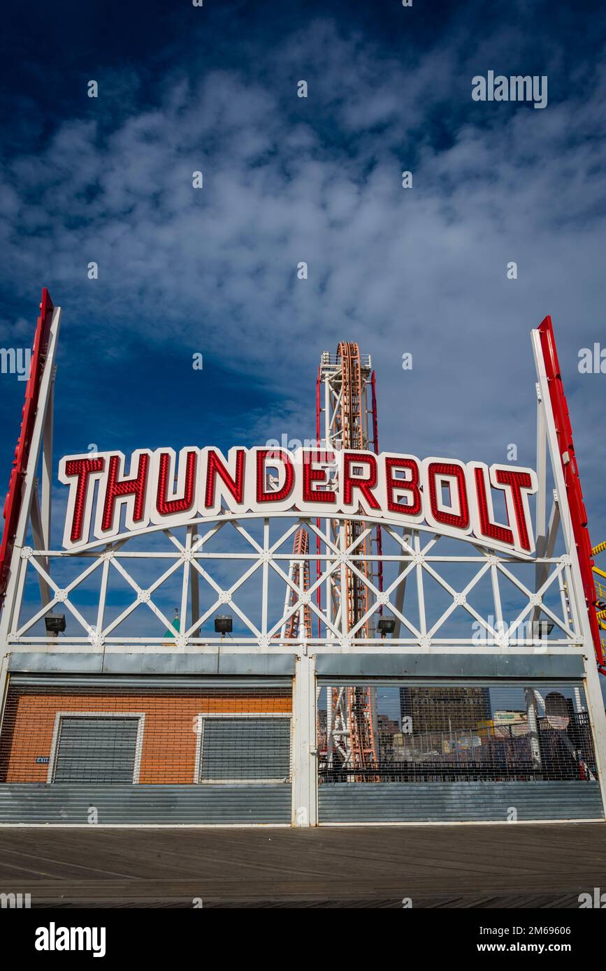 Thunderbolt roller coaster at Coney Island amusement park, Brooklyn ...