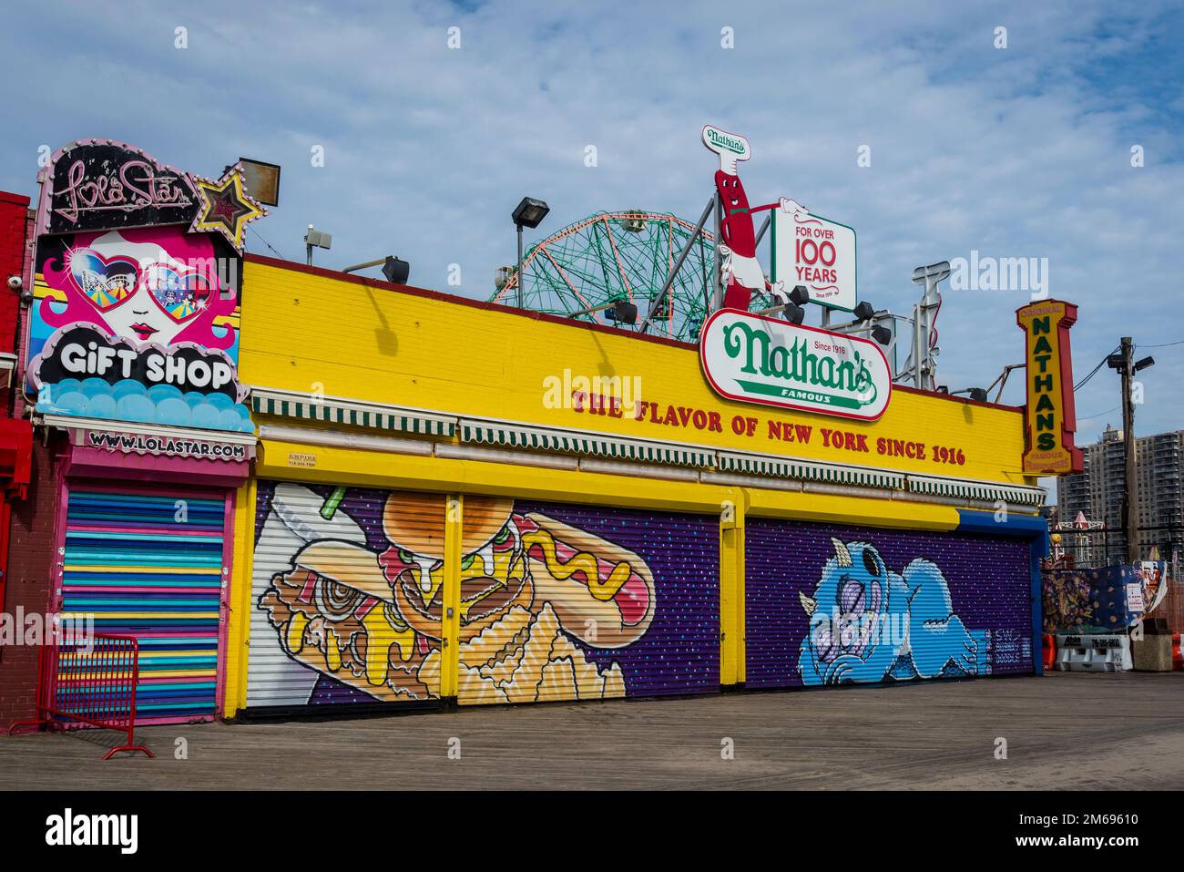 Nathan's Famous, a historic fast food diner specialising in hotdogs on ...