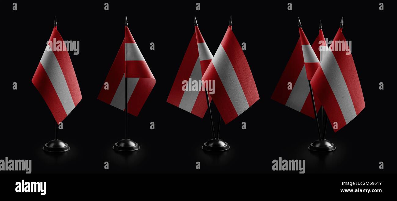 Small national flags of the Austria on a black background Stock Photo ...