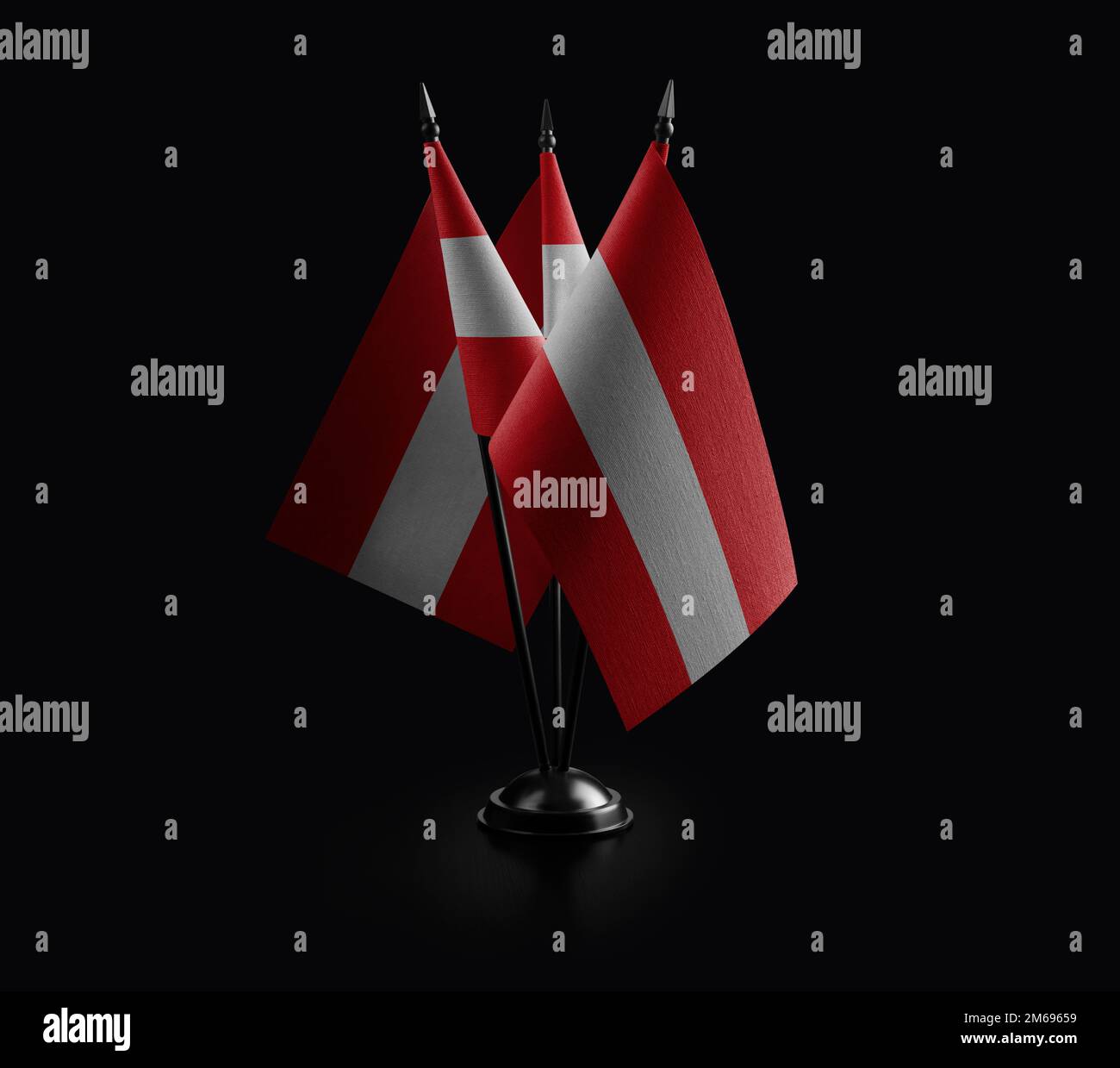 Small national flags of the Austria on a black background Stock Photo ...