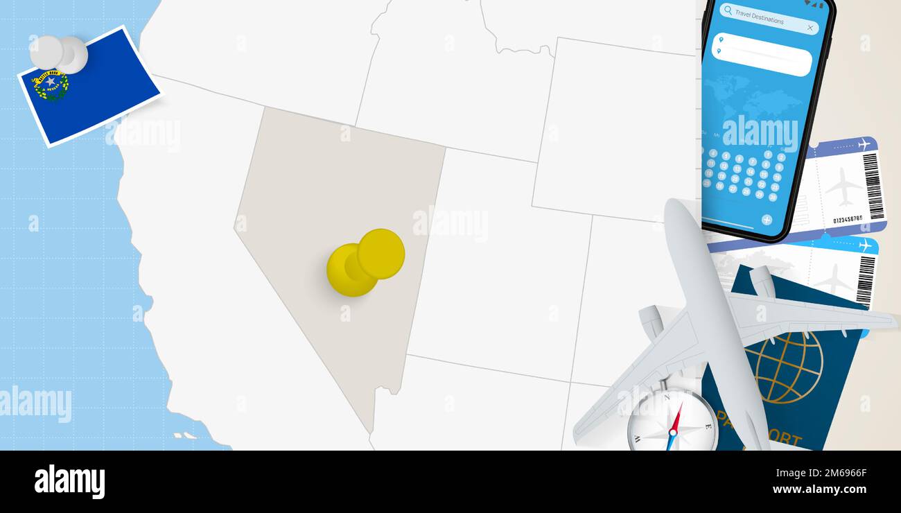 Travel to Nevada concept, map with pin on map of Nevada. Vacation ...