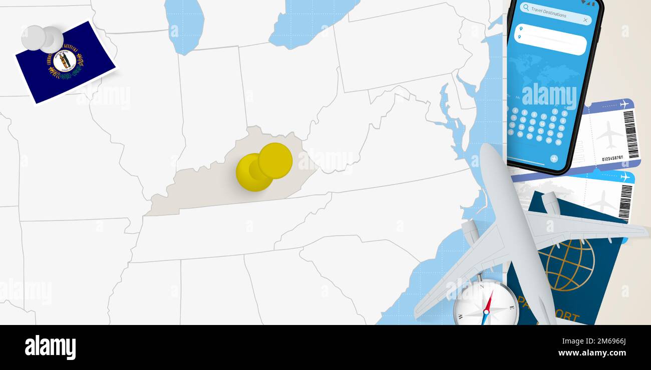 Travel to Kentucky concept, map with pin on map of Kentucky. Vacation ...