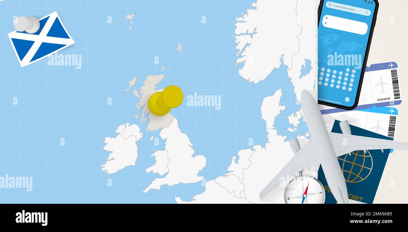 Travel to Scotland concept, map with pin on map of Scotland. Vacation ...