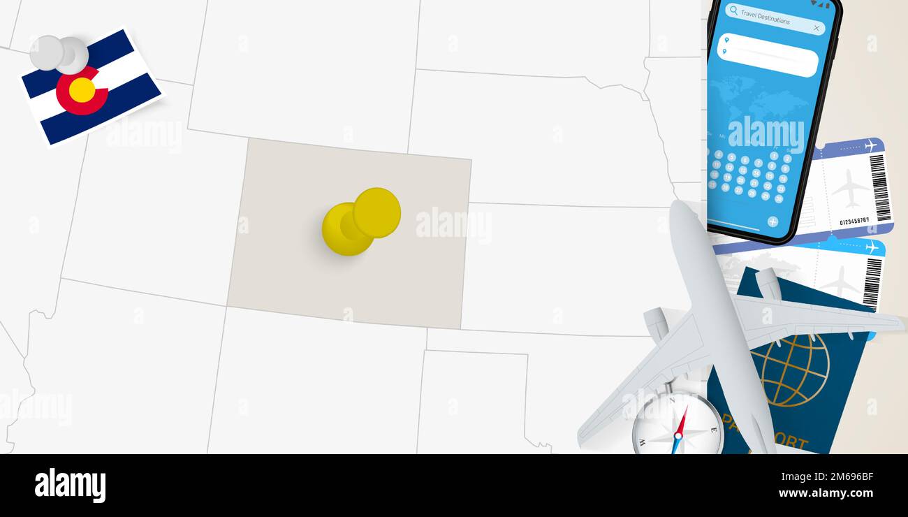Travel to Colorado concept, map with pin on map of Colorado. Vacation ...