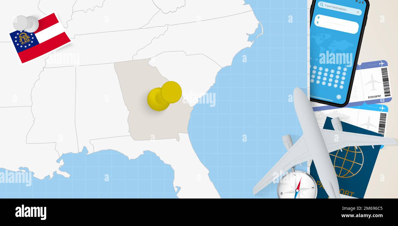 Travel to Georgia concept, map with pin on map of Georgia. Vacation ...