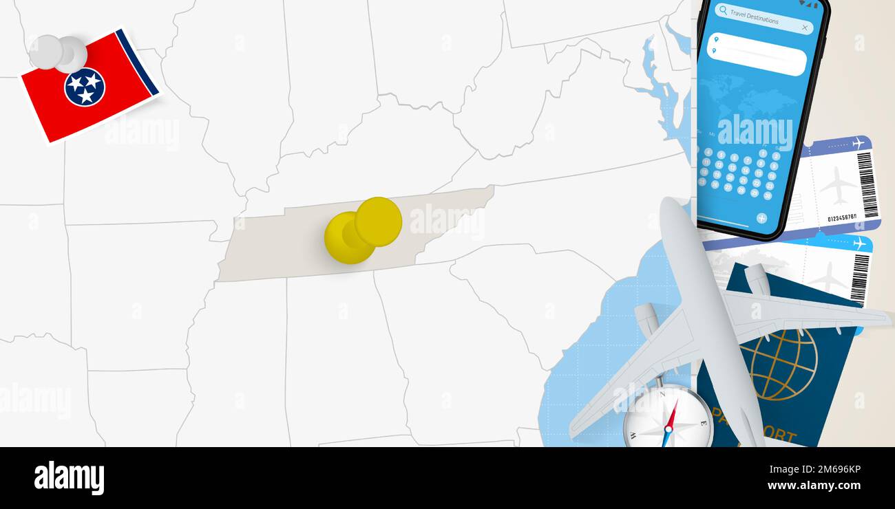 Travel to Tennessee concept, map with pin on map of Tennessee. Vacation ...