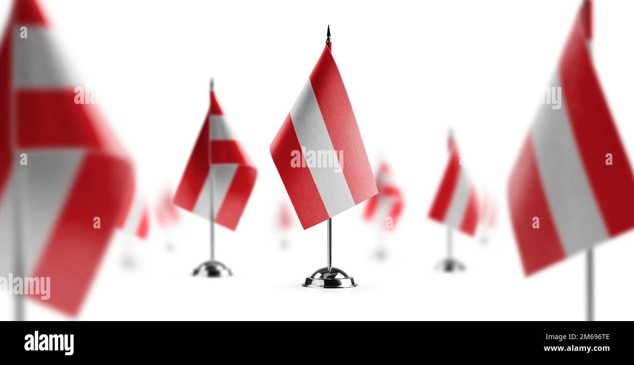 Small national flags of the Austria on a white background Stock Photo ...