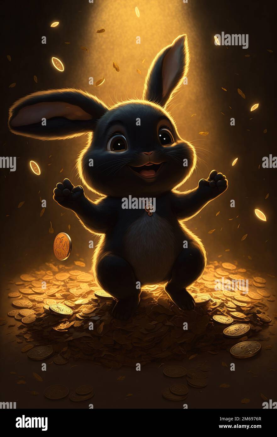 Rabbit with gold coin hi-res stock photography and images - Alamy