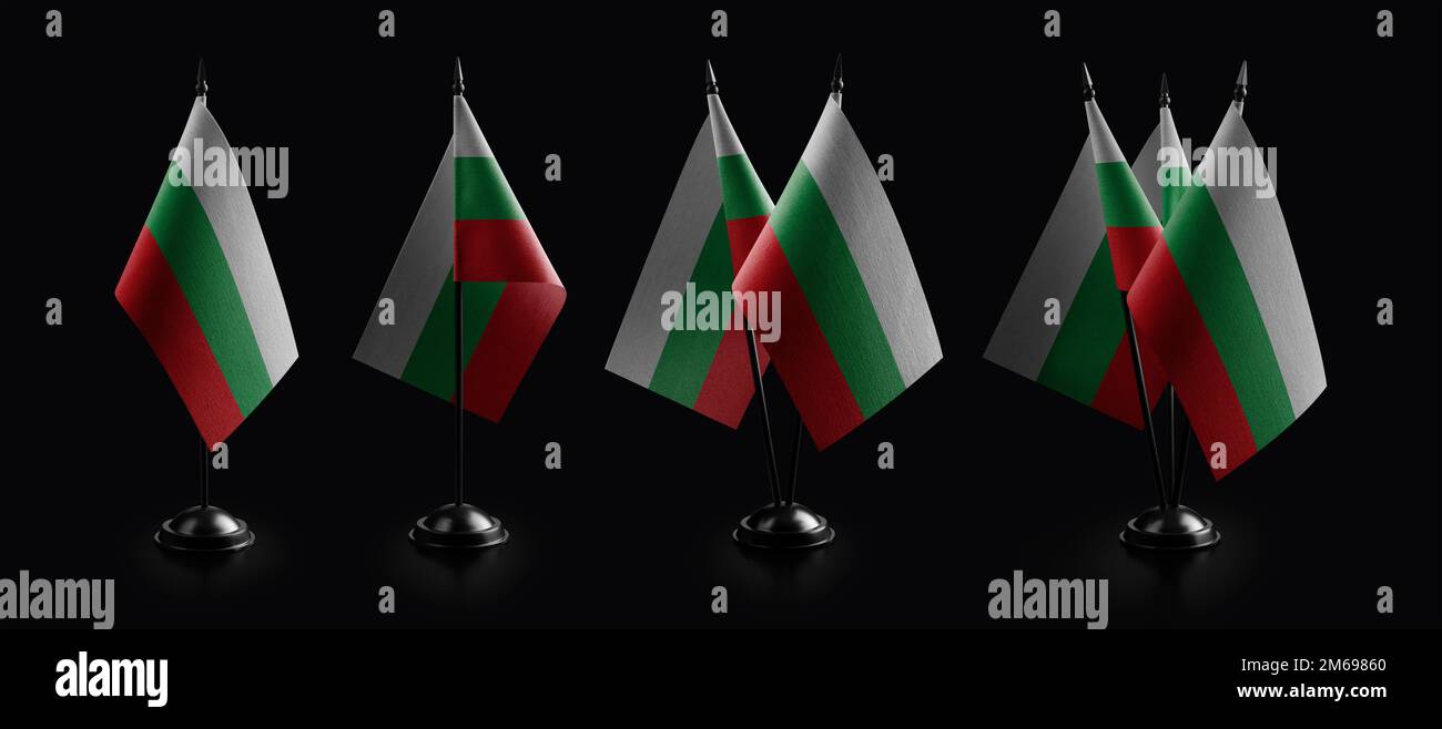 Small national flags of the Bulgaria on a black background Stock Photo ...