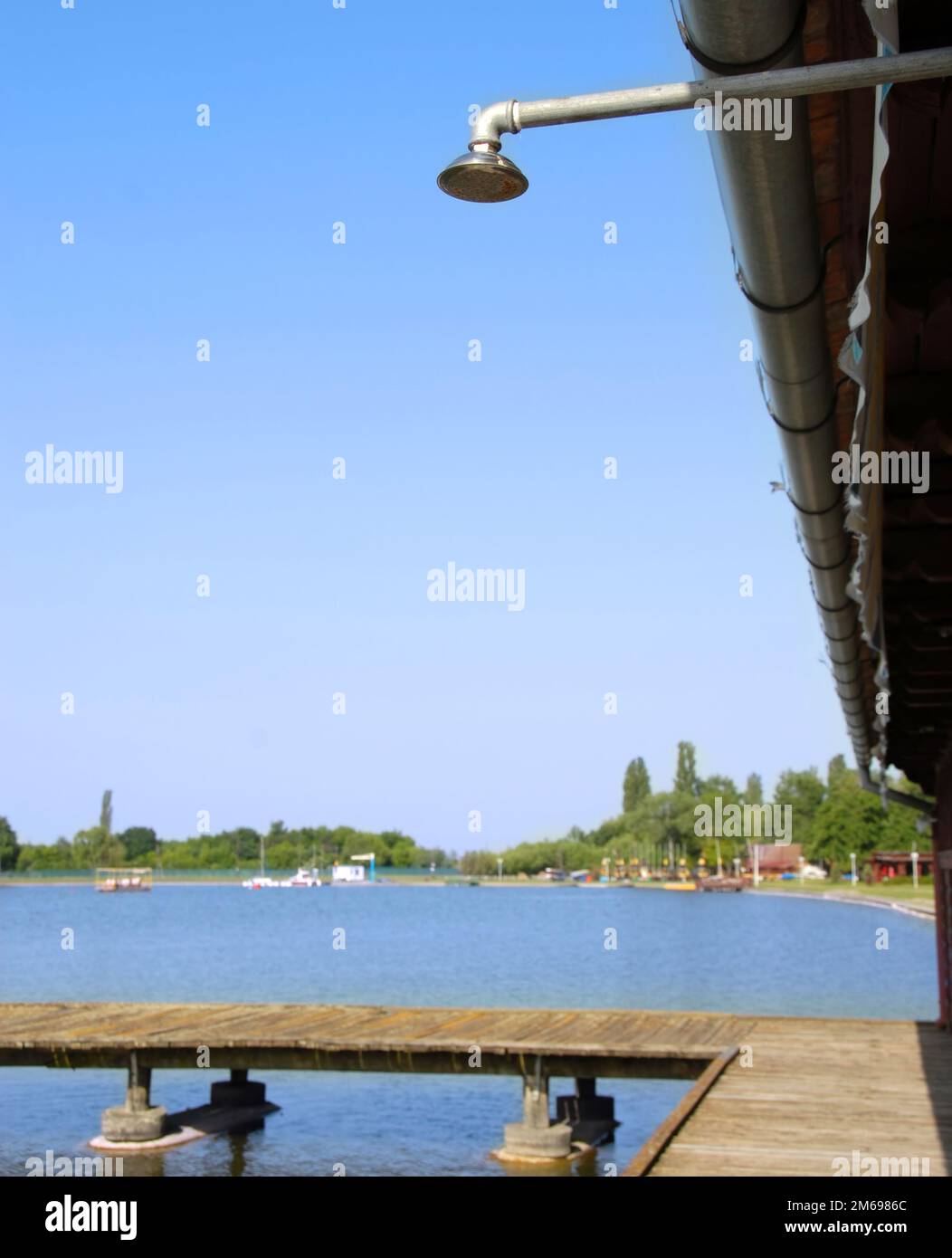 Shower by lake Stock Photo - Alamy