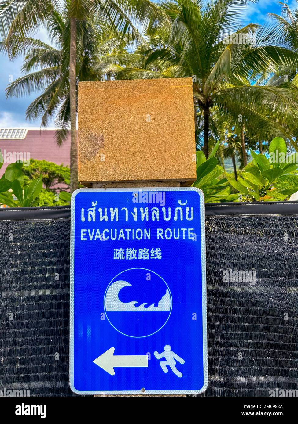 Kata Yai Beach, Phuket, Thailand, Close up, "Evacuation Route » tsunami ...