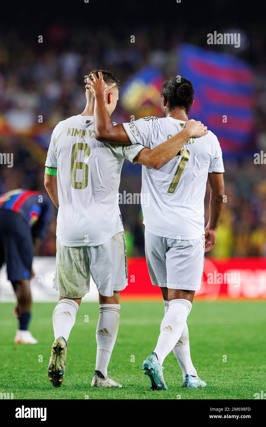 BARCELONA - OCT 26: Gnabry and Kimmich celebrate at the Champions ...