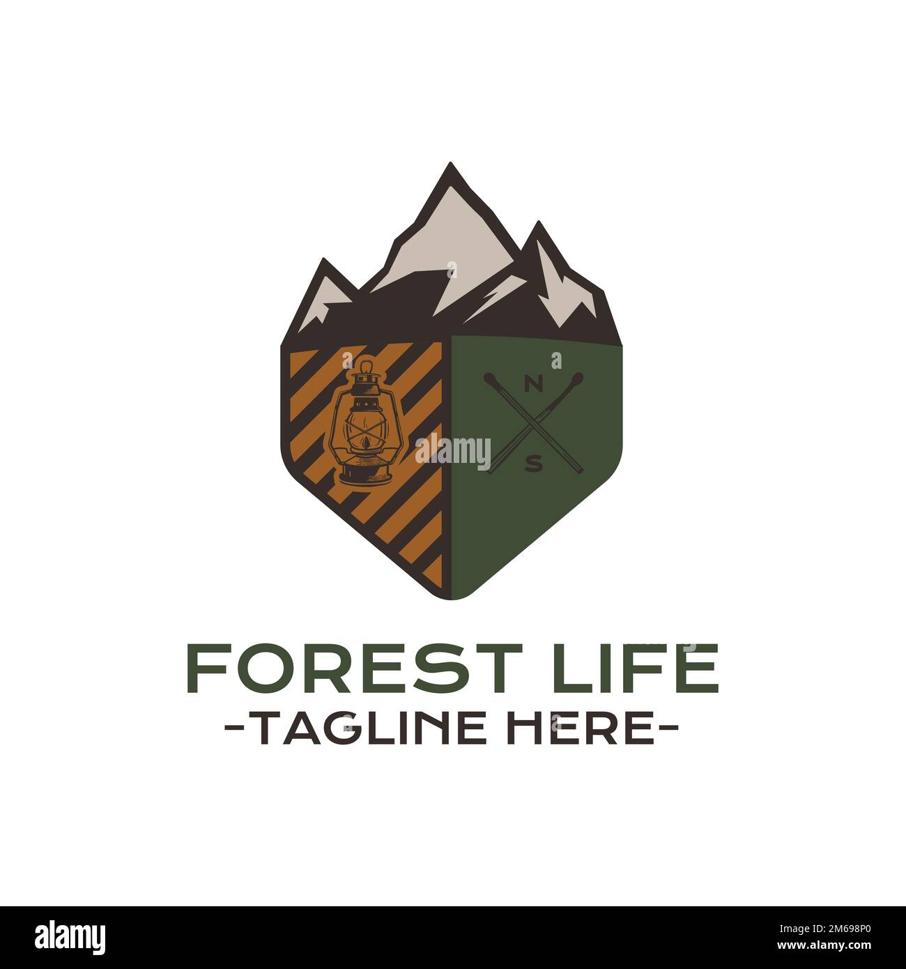 Forest life badge design with whale, mountain landscape and quote ...
