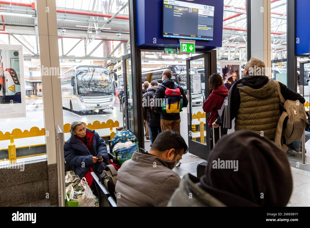 Travelers wait for their connections at Victoria Coach Station in ...