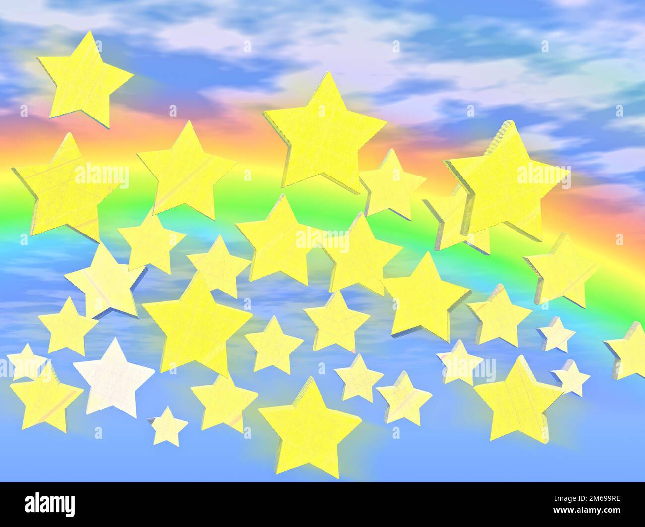 Rainbow and stars Stock Photo - Alamy