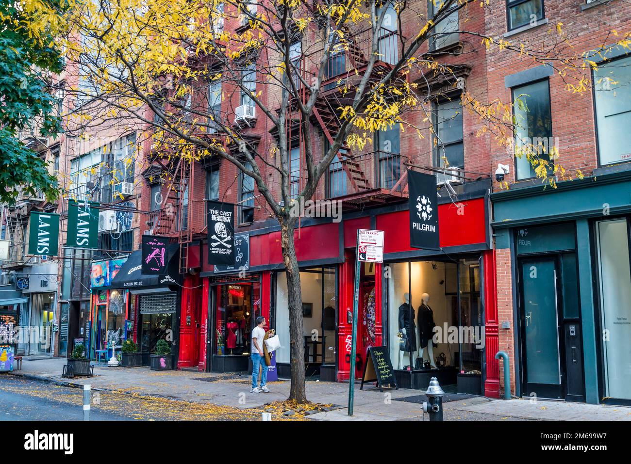 Street with trendy, alternative shops, The Bowery, a historic ...