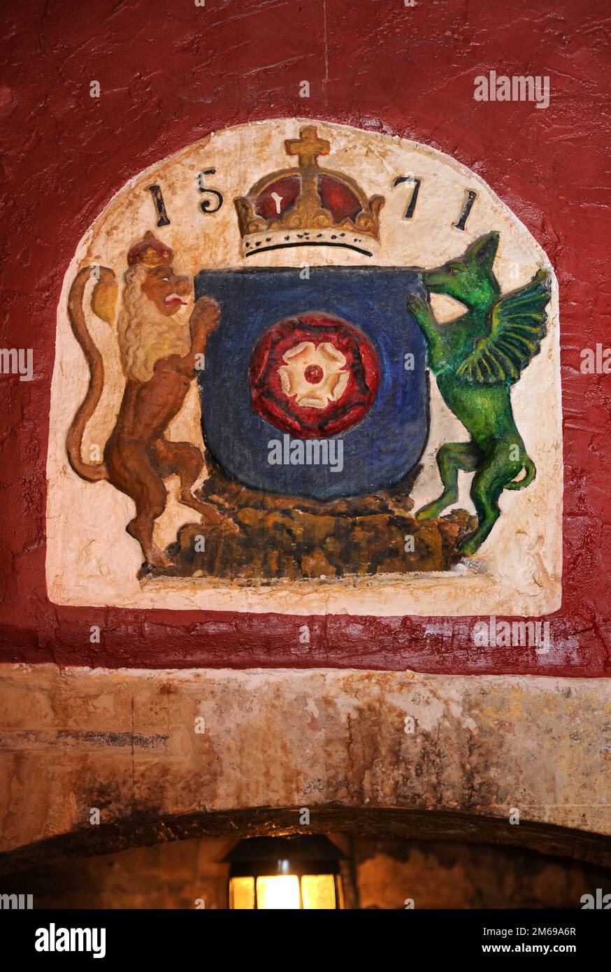 The Bishop of Worcester's Coat of Arms with the Tudor rose preserved on ...