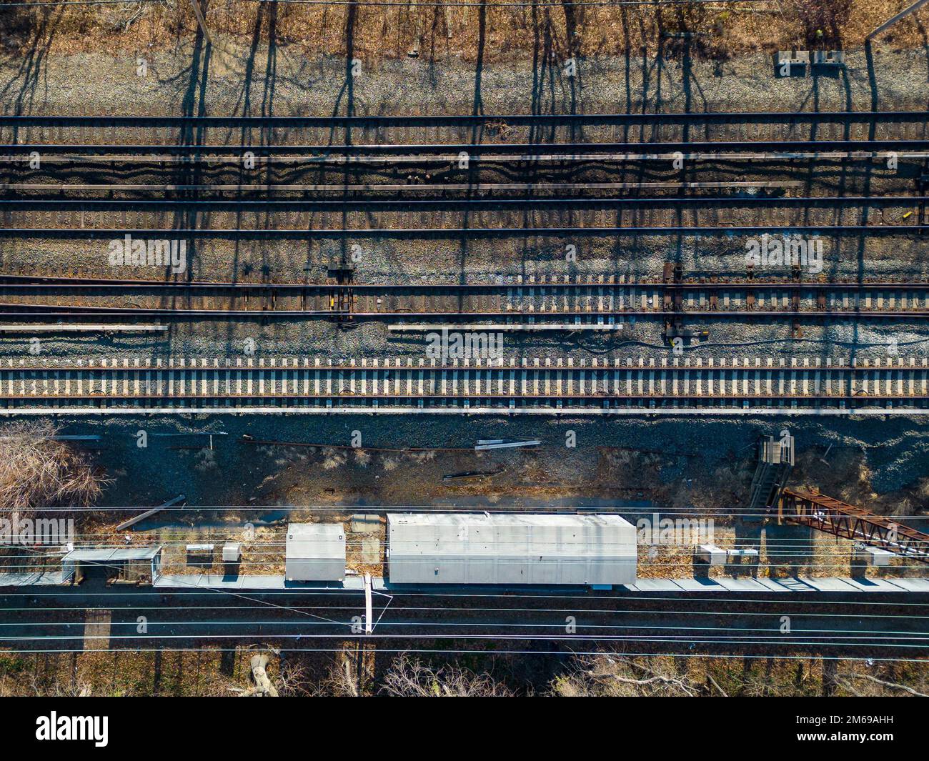 An aerial view of railroads Stock Photo - Alamy