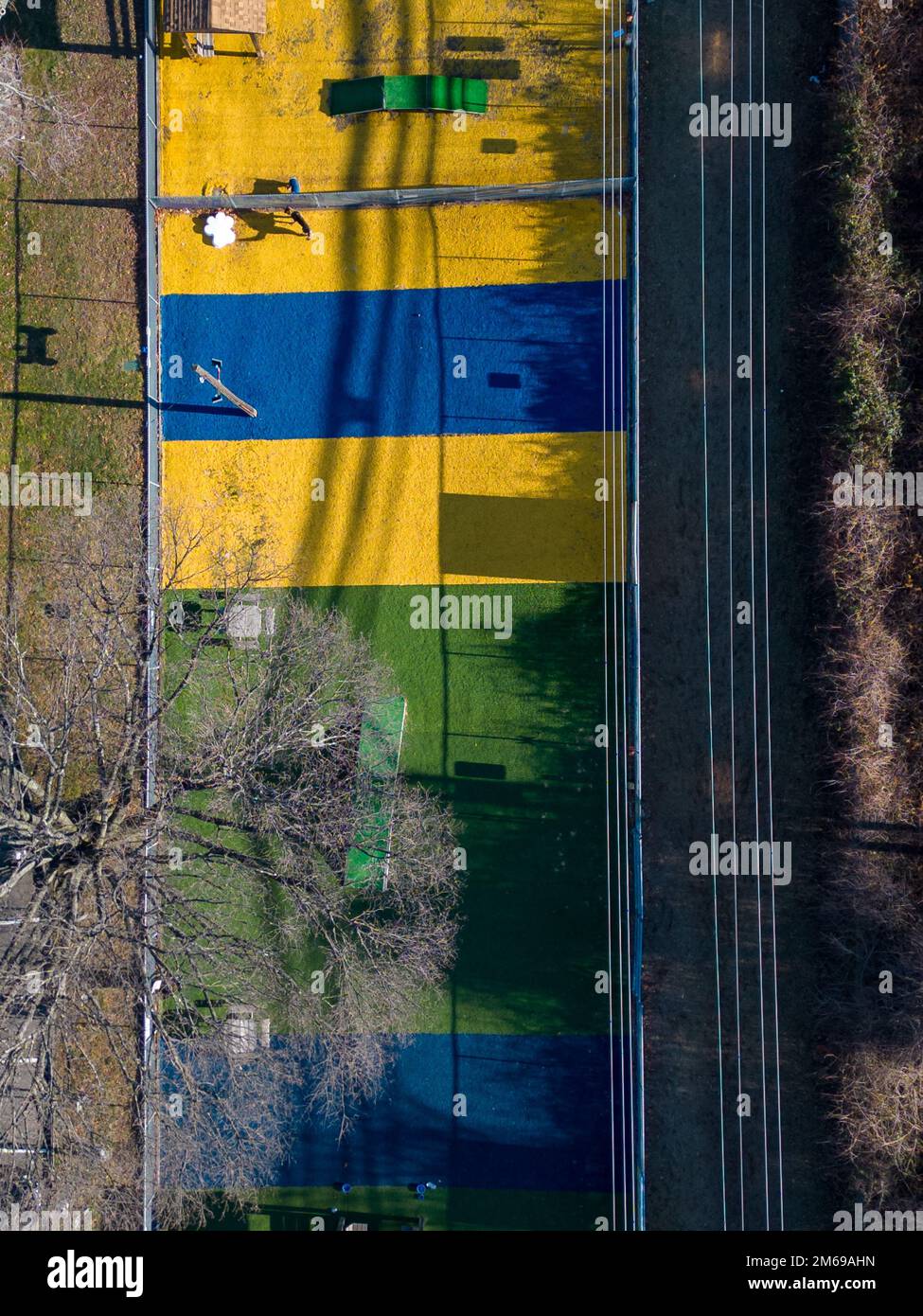An aerial view of railroads with buildings Stock Photo - Alamy