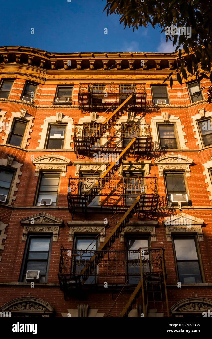 Historical buildings with fire escape stairs, The Bowery, a historic ...