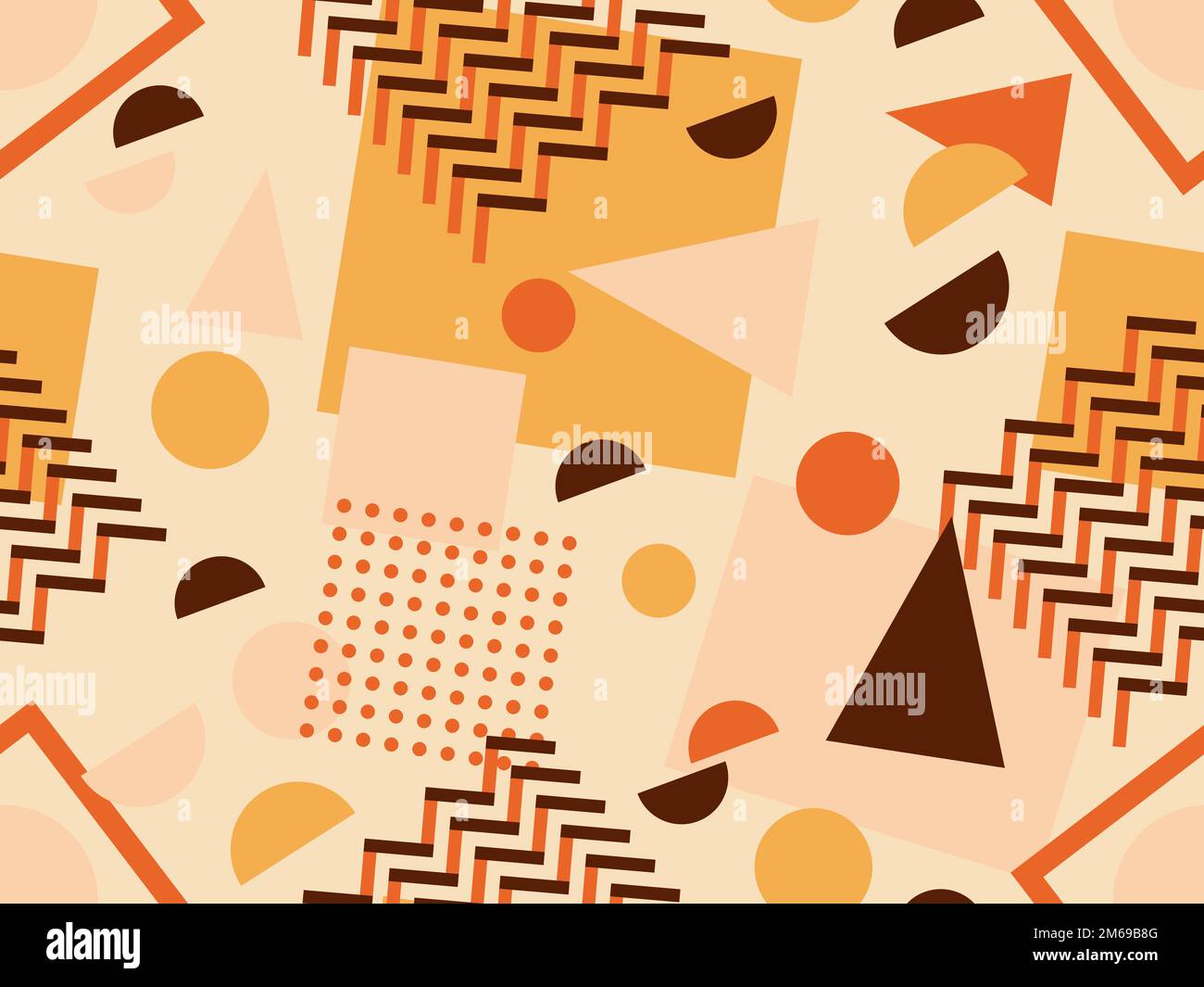 Seamless pattern with geometric shapes in 80s memphis style. Colorful ...