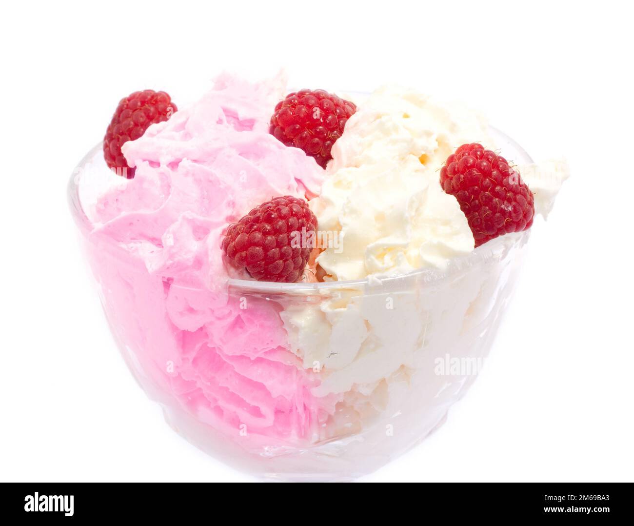 Freshness raspberry with pink and white ice-cream Stock Photo - Alamy
