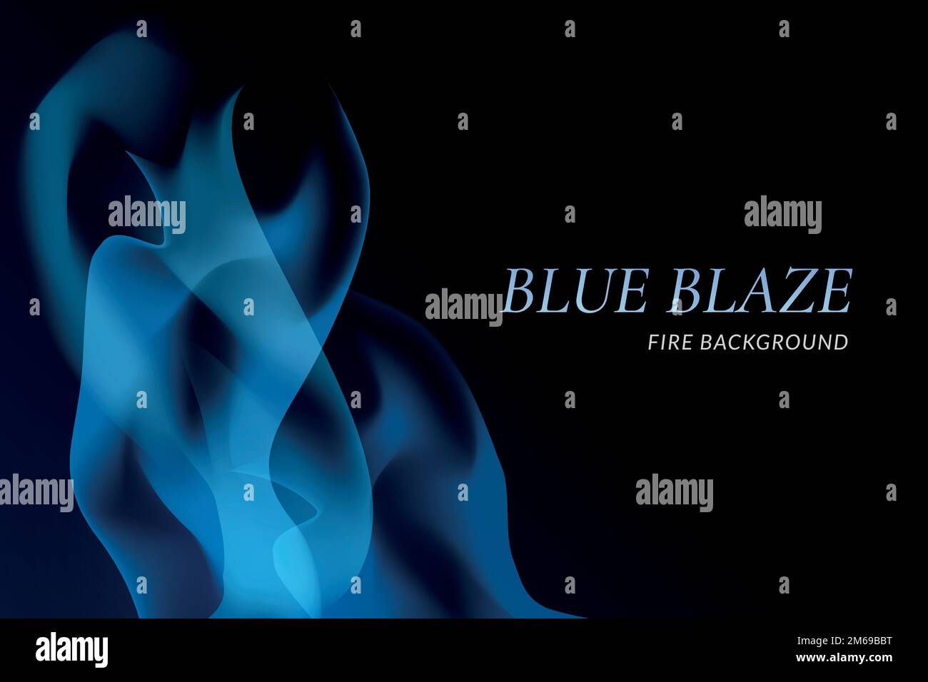 Blue blazing flame on a black background vector Stock Vector Image ...