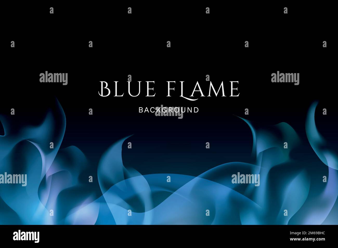 Blue blazing flame on a black background vector Stock Vector Image ...