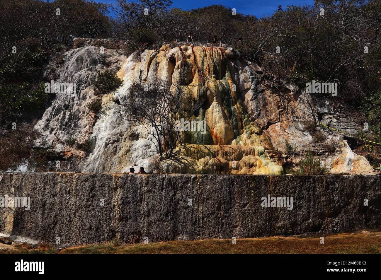 December 30, 2022 in Oaxaca, Mexico: Tourists enjoy the petrified ...