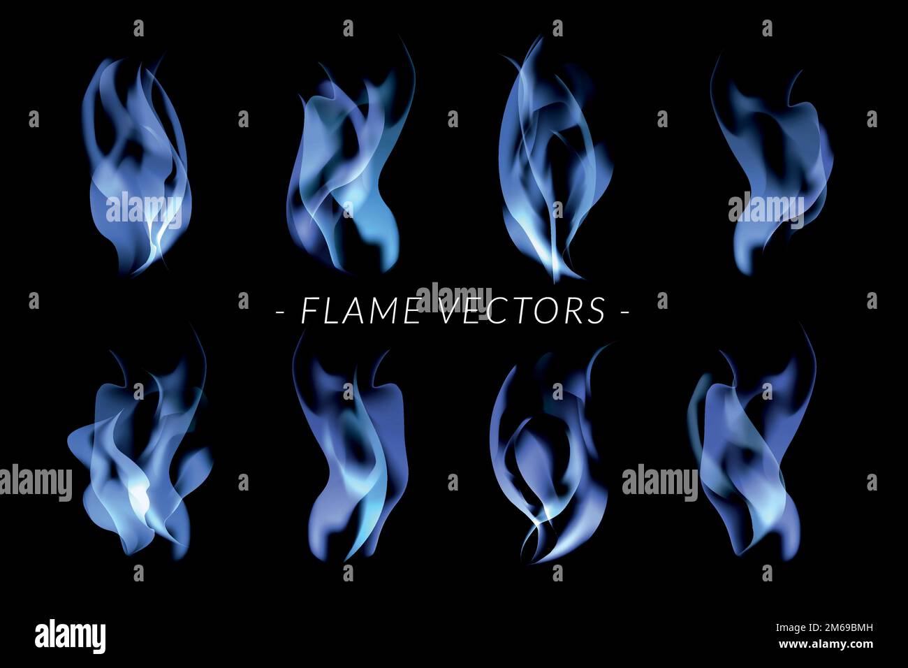 Blue blazing flame elements vector collection Stock Vector Image & Art ...