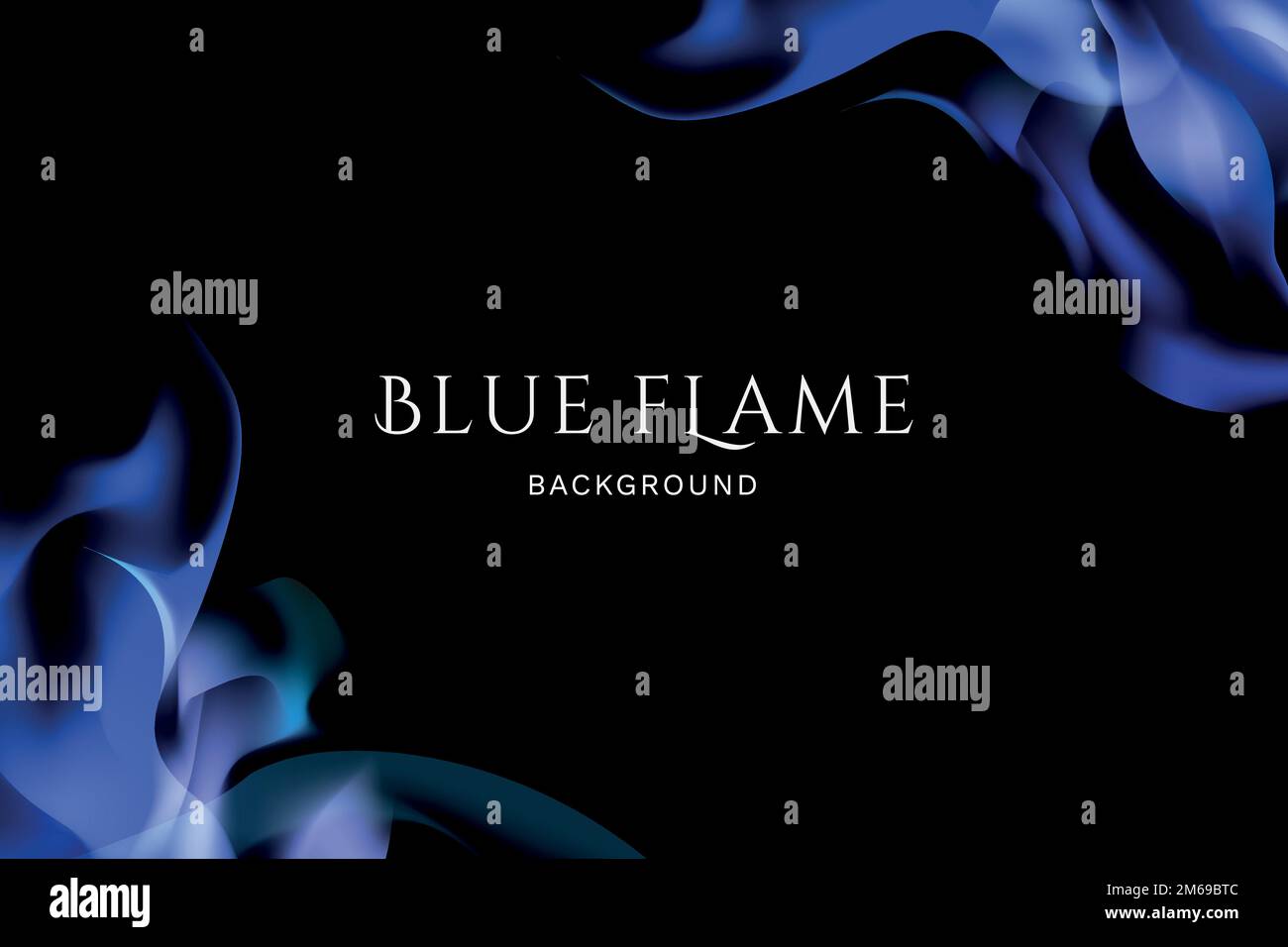 Blue blazing flame on a black background vector Stock Vector Image ...