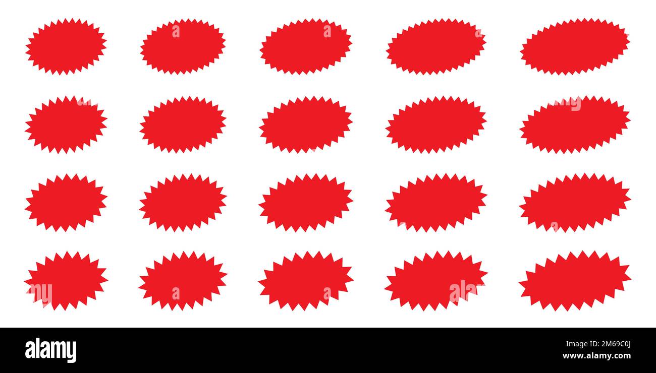 Starburst speech bubble set oval shape. Sunburst promotion tag. A set ...
